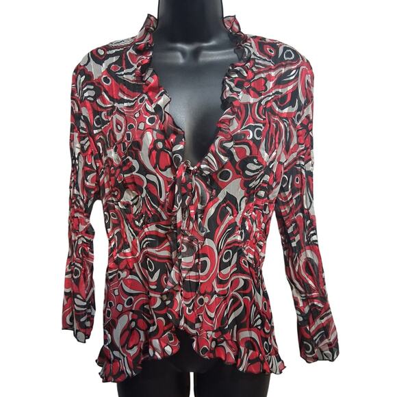 NY Collection | Tops | Ny Collection Cardigan Top Pl Y2k 200s Redblack ...